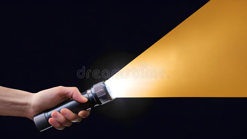 A Modern Art Collage of Hands Holding a Flashlight with an Expanding ...