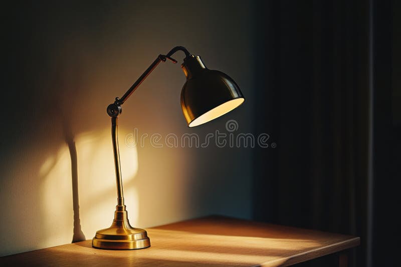 Stylish Desk Lamp Creating Ambient Lighting and Soft Shadows in a Cozy ...