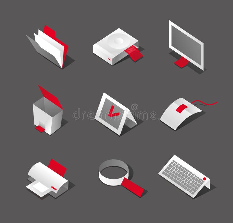 Stylish Desktop Graphic Icons Stock Vector - Illustration of trash ...