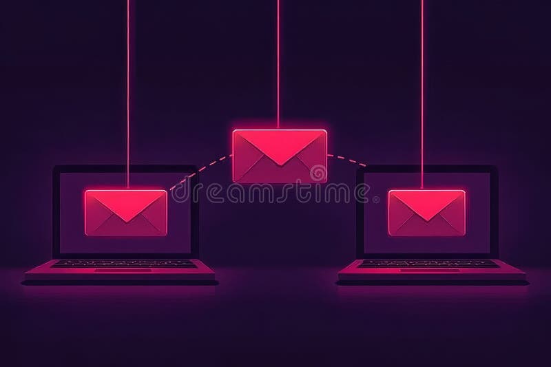 Stylish Digital Email Transmission Concept with Glowing Envelopes and ...