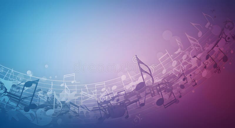 Abstract Musical Notes Flowing on a Gradient Background Stock ...