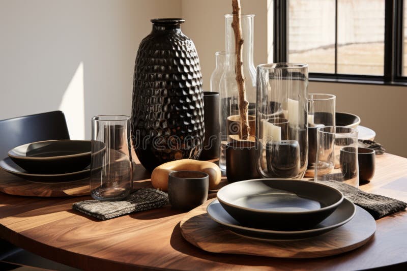 Stylish Dining Room Interior with Stylish Tableware and Decorative ...