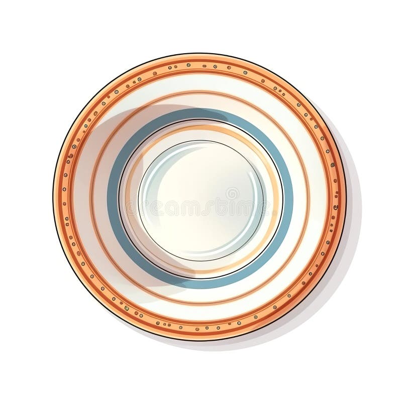 Stylish Dinner Plate Dining Essential Cartoon Square Illustration ...