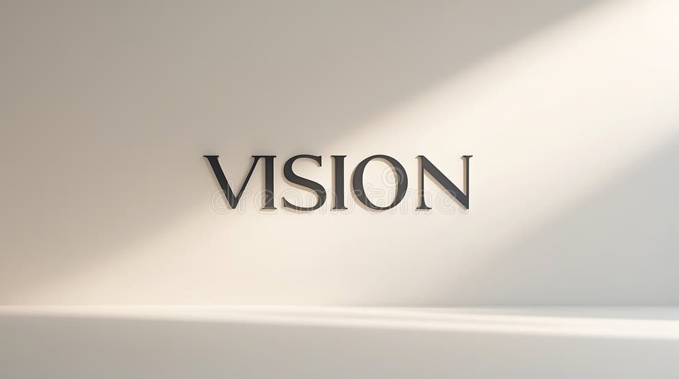 Stylish Display Featuring the Word Vision Illuminated by Soft Light ...