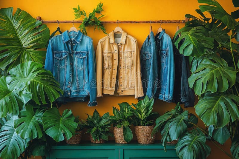 A Stylish Display of Spring Fashion Clothes Arranged on a Vibrant ...