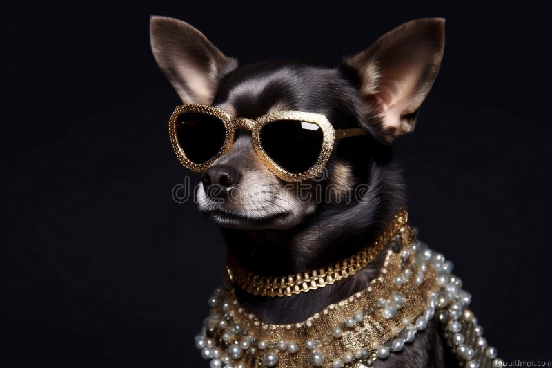 A Stylish Dog Adorned in Glamorous Attire and Sunglasses, Generative Ai ...