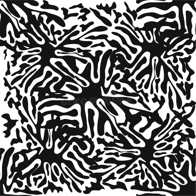 Stylish Doodle Seamless Pattern with Splash Pattern Black on White ...