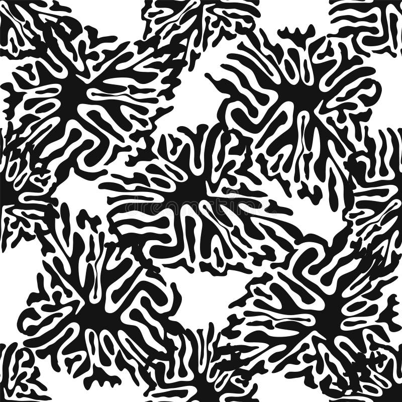Stylish Doodle Seamless Pattern with Splash Pattern Black on White ...