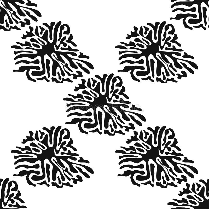 Stylish Doodle Seamless Pattern with Splash Pattern Black on White ...
