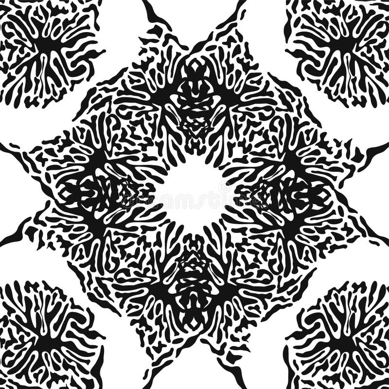 Stylish Doodle Seamless Pattern with Splash Pattern Black on White ...