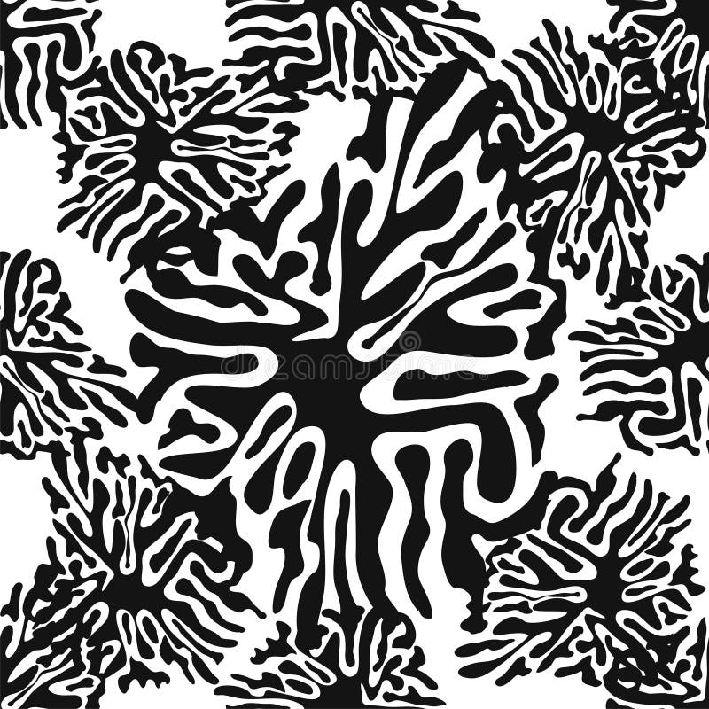 Stylish Doodle Seamless Pattern with Splash Pattern Black on White ...