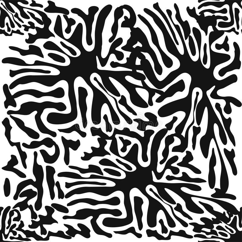 Stylish Doodle Seamless Pattern with Splash Pattern Black on White ...