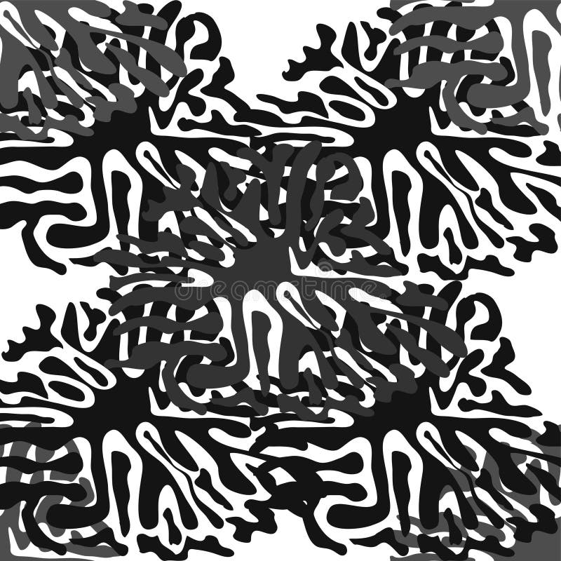 Stylish Doodle Seamless Pattern with Splash Pattern Black on White ...