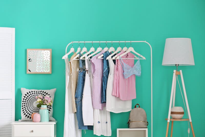 Stylish Dressing Room Interior with Rack Stock Image - Image of ...