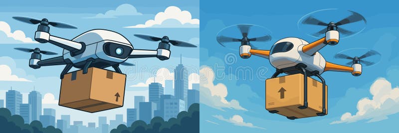 Stylish Drone Delivery Service Illustrations for Modern Logistics Stock ...