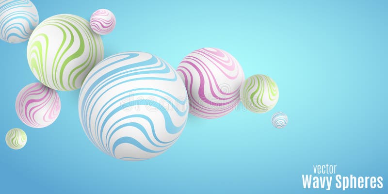 Stylish Dynamic 3d Bubbles with Colorful Wavy Striped Pattern for Your ...