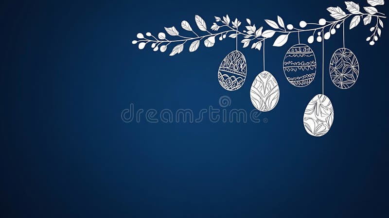 Stylish Easter Artwork with Detailed Hanging Eggs and Floral Elements ...