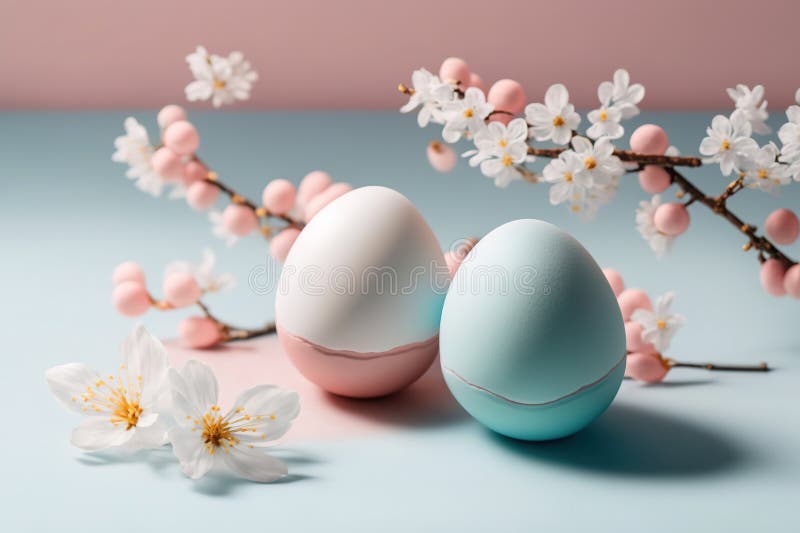 Stylish Easter Eggs and Cherry Blossoms Stock Illustration ...