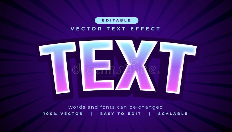 Stylish Editable Text Lettering in Neon Color Stock Vector ...