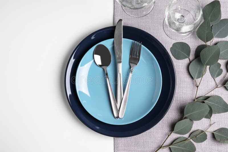 Stylish Elegant Table Setting on White Background Stock Image - Image ...