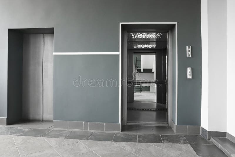 Stylish Elevator with Open and Close Doors Stock Photo - Image of ...