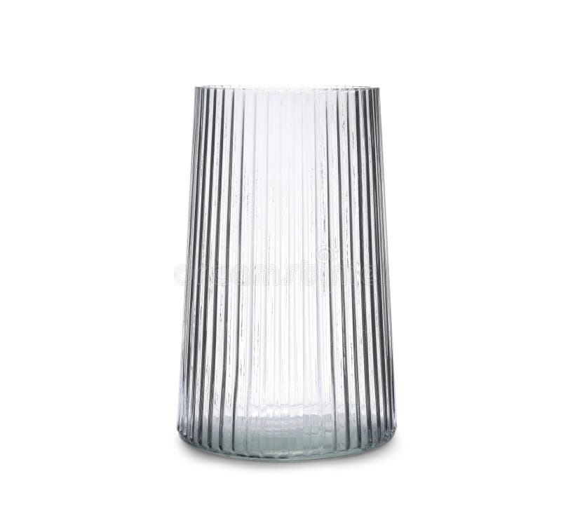 Stylish Empty Glass Vase Isolated on White Stock Image - Image of ...