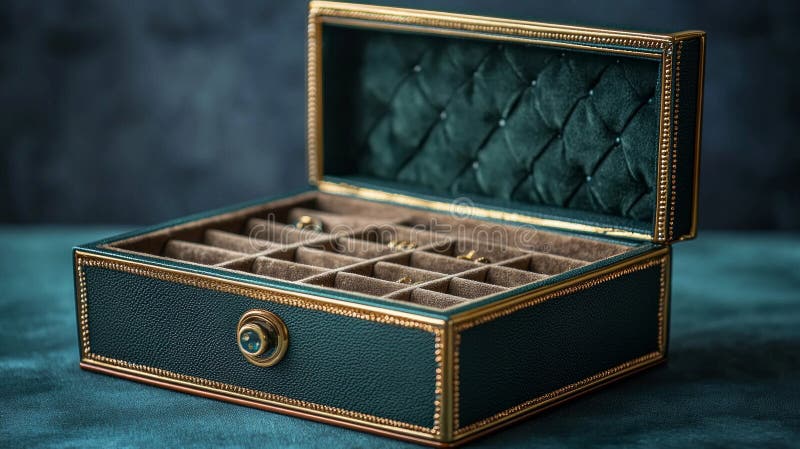 Stylish Empty Jewelry Box on Table, Closeup Stock Photo - Image of ...