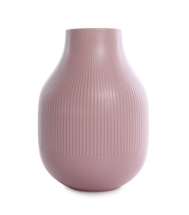 Stylish Empty Pink Ceramic Vase Isolated Stock Photo - Image of ...