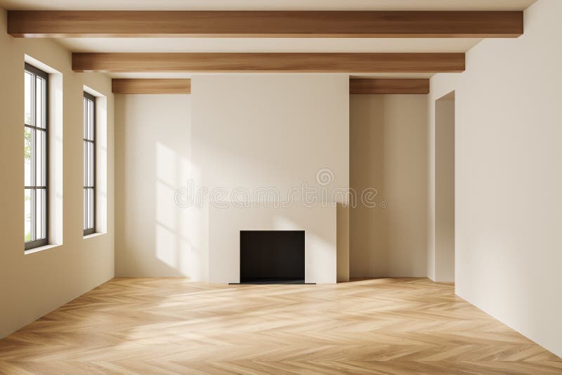 Stylish Empty Room Interior and Panoramic Window on City View. Mockup ...