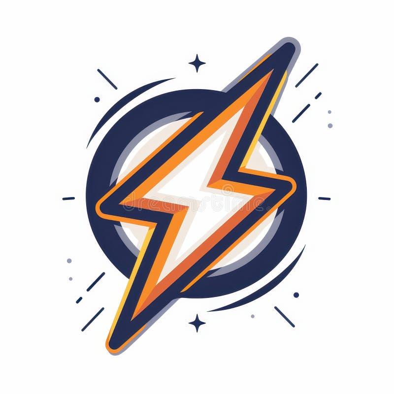 Flat Vector Logo of an Energy Bolt Design with Dynamic Elements Stock ...