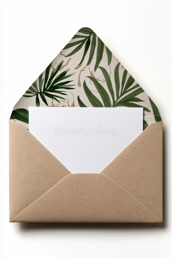 A Stylish Envelope with a Botanical Print Interior and Blank Card ...