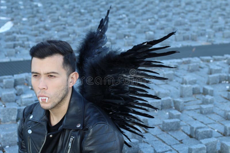 Stylish Ethnic Vampire with Black Wings Stock Photo - Image of evil ...