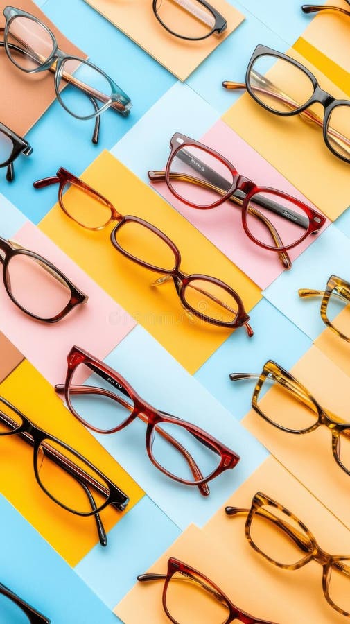Stylish Eyeglasses Displayed on Colorful Backgrounds for Vision ...