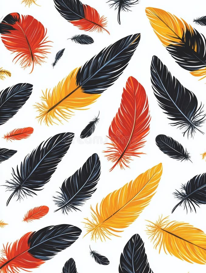 Stylish Feather Contours in Assorted Shapes and Sizes on a Pure White ...