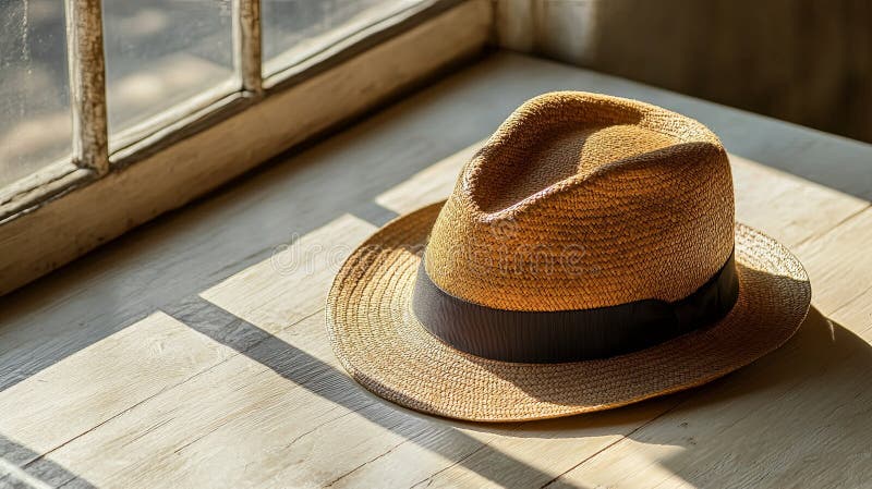 A Stylish Fedora Hat Resting on a Light Wooden Table Stock Image ...