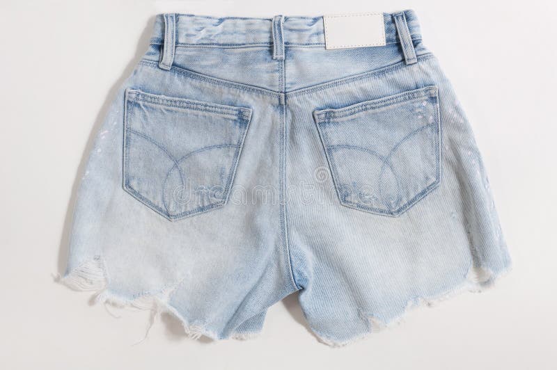 Stylish Female Light Blue Color Shorts on White Stock Photo - Image of ...