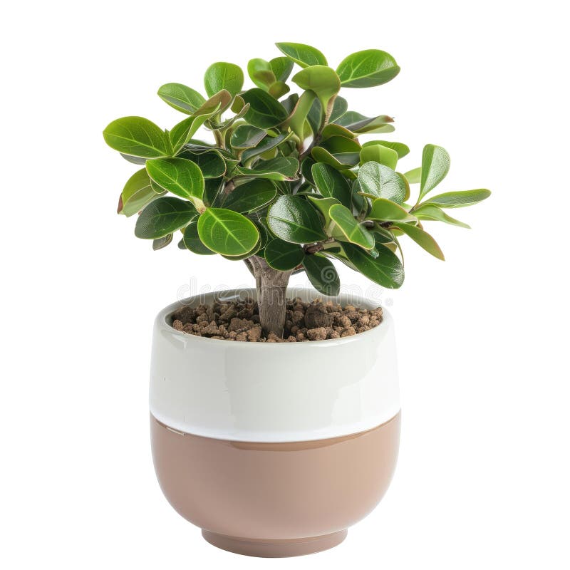 Stylish Ficus Bonsai Tree in Modern Pot Isolated Stock Illustration ...