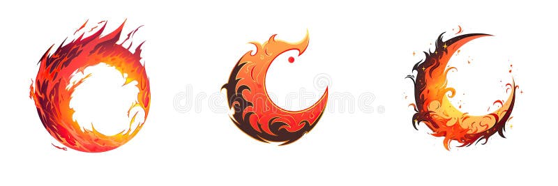 Stylish Fire Moon Logo in 2D Style AI Generated Stock Illustration ...