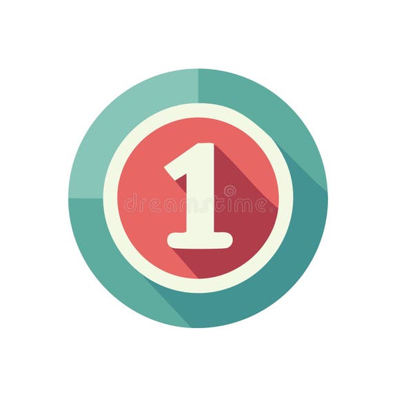 Stylish Flat Design Number One Icon in a Circular Shape with Long ...