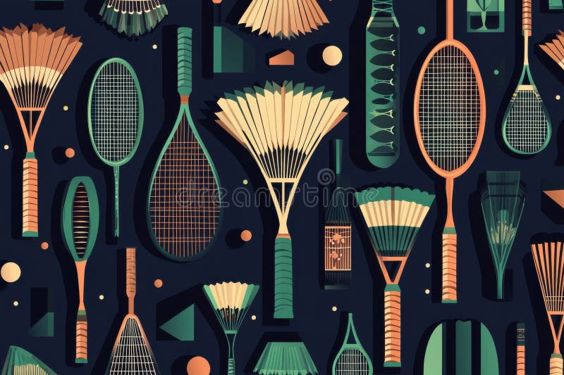 Stylish Flat Illustration of Badminton Equipment Pattern Stock Image ...