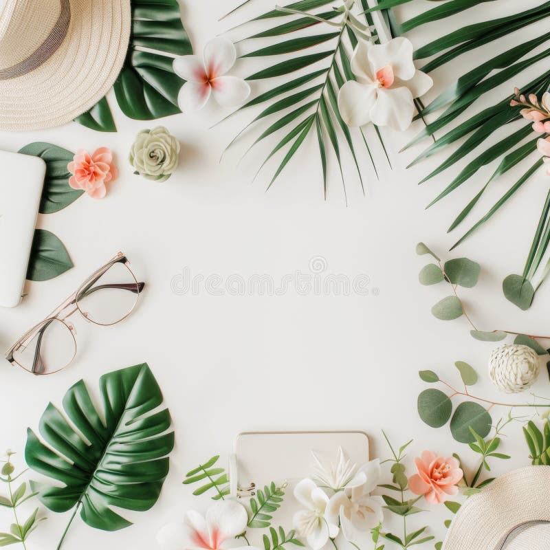 Stylish Flat Lay Arrangement with Empty Space for Text or Logo. Stock ...