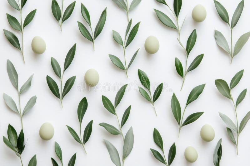 A Stylish Flat Lay with Easter Eggs and Natural Branches, Lit by ...