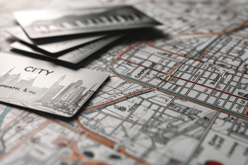 Minimalist City Guide and Metro Card Flatlay on Urban Map Highlighting ...