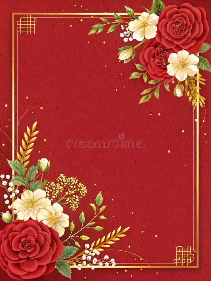 A Stylish Floral Framed Invitation Card Mockup with Red and White Roses ...