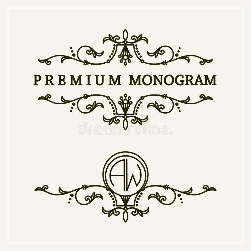 Monogram , Line Art Logo in Art Nouveau Style Stock Vector ...