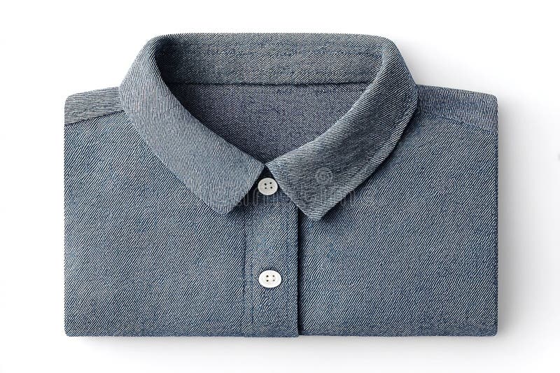 Stylish Folded Gray Shirt with a Collar Arranged Neatly on a White ...