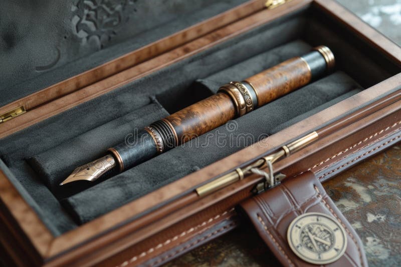 Stylish Fountain Pen with a Stylish Box on the Table Stock Illustration ...