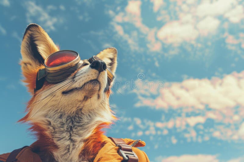 Stylish Fox with Aviator Goggles, Adventure Concept Stock Illustration ...