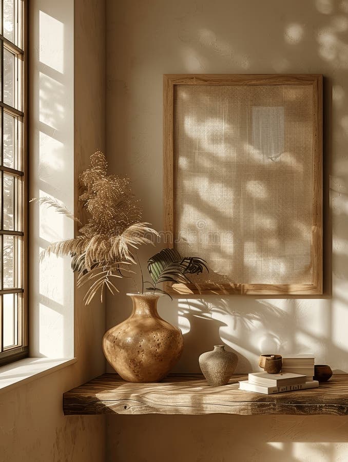 Stylish A4 Frame Mockup in Modern Minimalist Interior with Palm Leaves ...