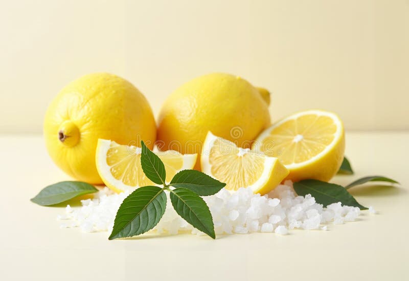 Still Life with Lemon and Green Leaves Stock Illustration ...